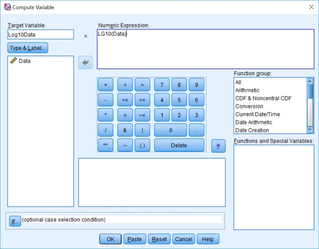 SPSS Log10 Transform Data Compute Variable Top Tip Bio